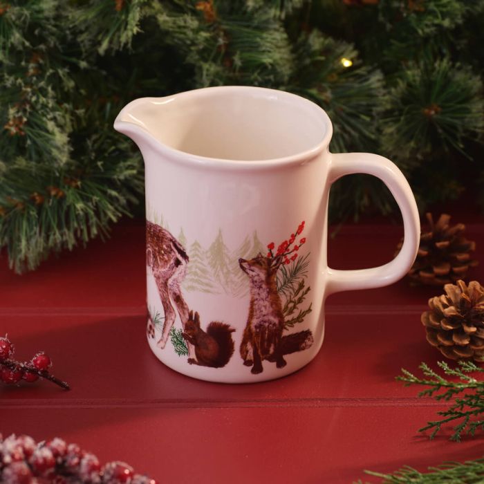 WOODLAND NOEL CERAMIC WRAP AROUND DECORATIVE JUG