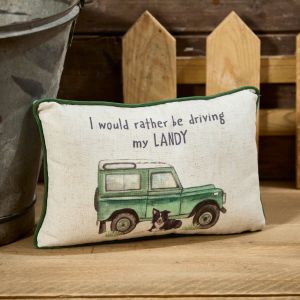 I WOULD RATHER BE DRIVING MY LANDY POLYESTER CUSHION